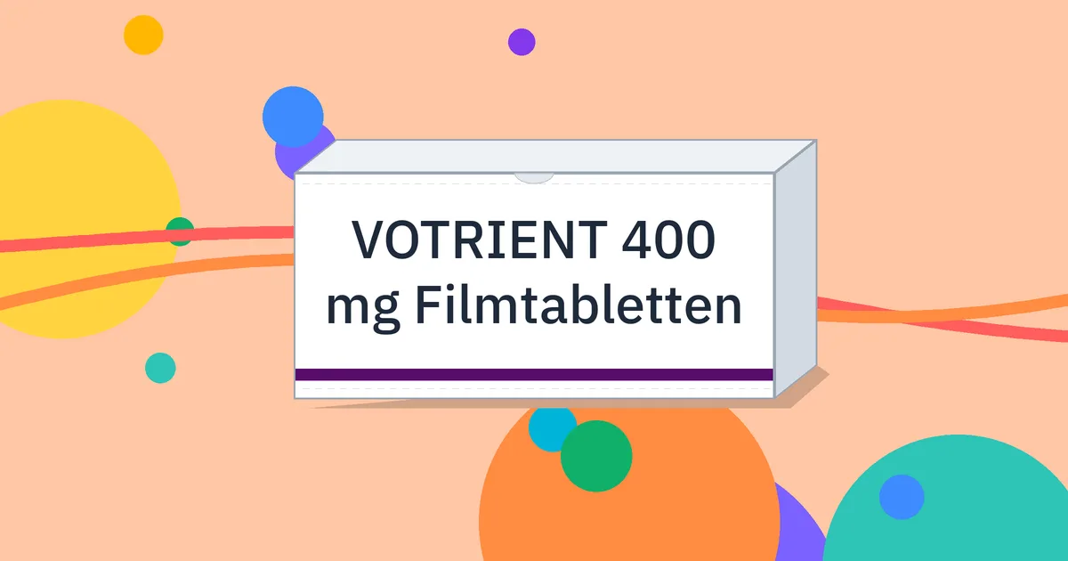Symbolbild: Packung mit der Aufschrift VOTRIENT 400 mg Filmtabletten (PZN 14354405) – Verfügbarkeit und Bezug in Apotheken in Frankfurt am Main