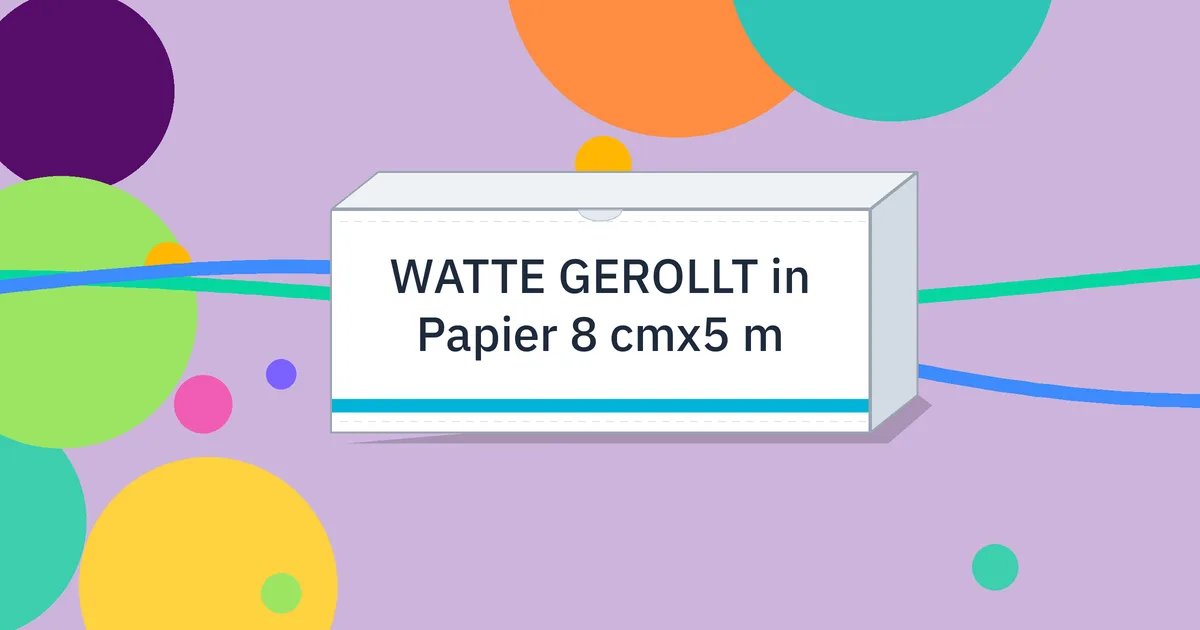 Symbolbild: Packung mit der Aufschrift WATTE GEROLLT in Papier 8 cmx5 m (PZN 01722037) – Verfügbarkeit und Bezug in Apotheken in Frankfurt am Main