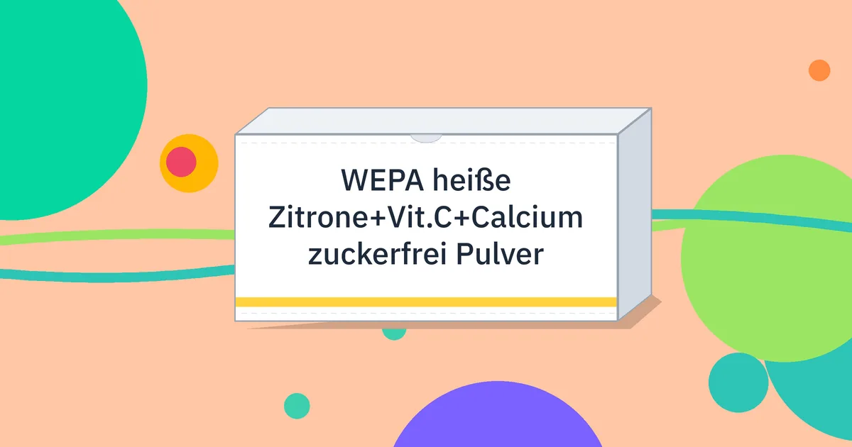 Symbolbild: Packung mit der Aufschrift WEPA heiße Zitrone+Vit.C+Calcium zuckerfrei Pulver (PZN 18336976) – Verfügbarkeit und Bezug in Apotheken in Frankfurt am Main