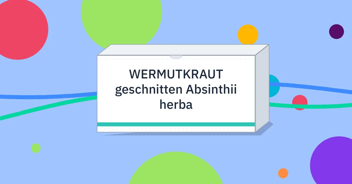 Symbolbild: Packung mit der Aufschrift WERMUTKRAUT geschnitten Absinthii herba (PZN 20953943) – Verfügbarkeit und Bezug in Apotheken in Frankfurt am Main
