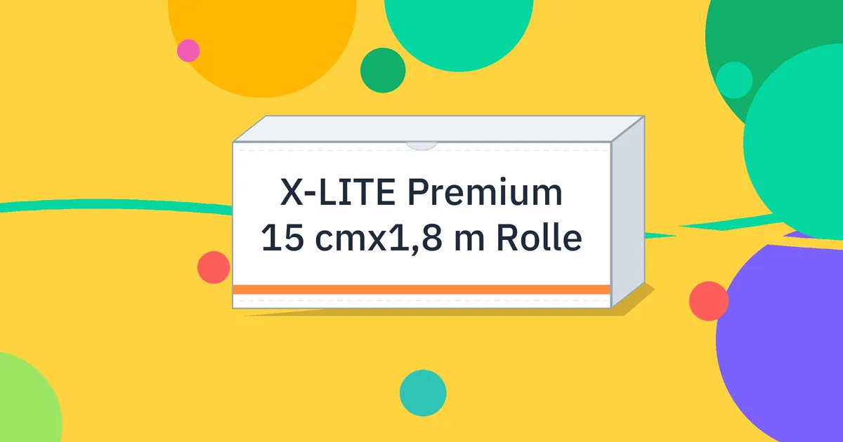 Symbolbild: Packung mit der Aufschrift X-LITE Premium 15 cmx1,8 m Rolle (PZN 14405640) – Verfügbarkeit und Bezug in Apotheken in Frankfurt am Main