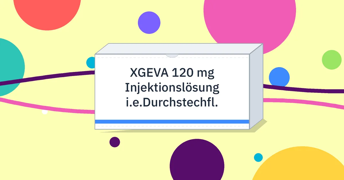 Symbolbild: Packung mit der Aufschrift XGEVA 120 mg Injektionslösung i.e.Durchstechfl. (PZN 20354757) – Verfügbarkeit und Bezug in Apotheken in Frankfurt am Main