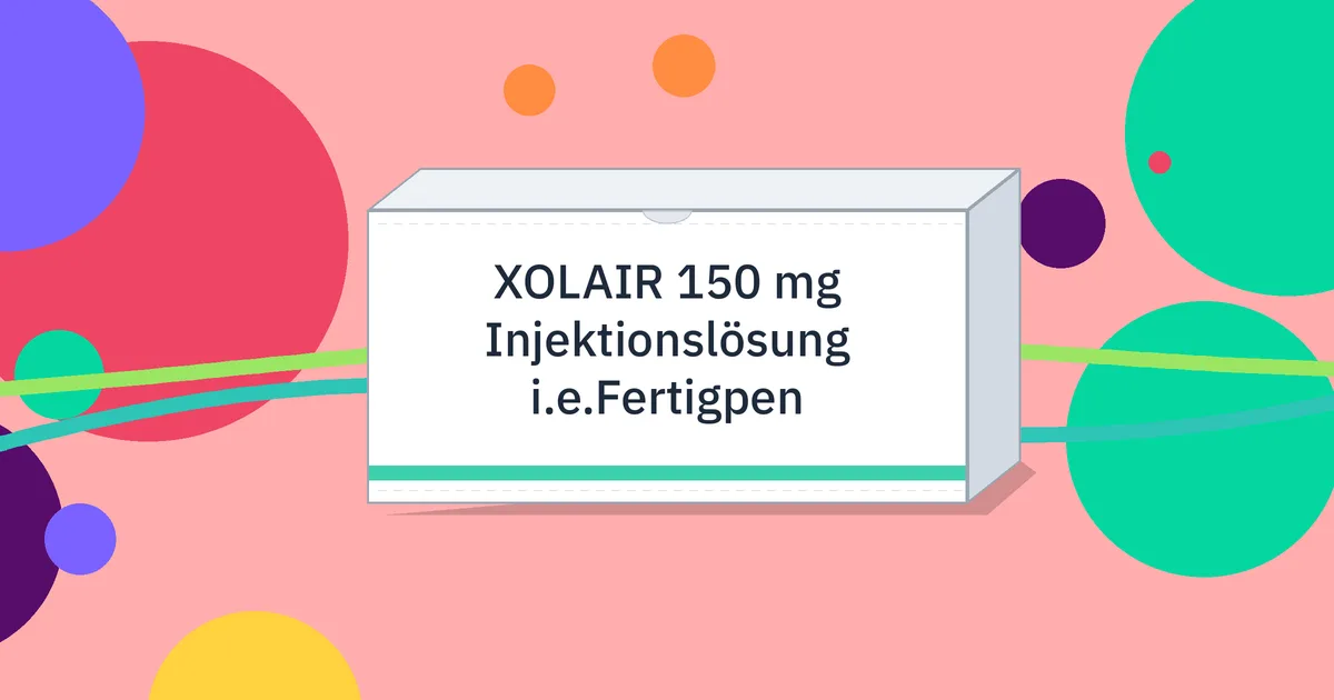 Symbolbild: Packung mit der Aufschrift XOLAIR 150 mg Injektionslösung i.e.Fertigpen (PZN 20189985) – Verfügbarkeit und Bezug in Apotheken in Frankfurt am Main