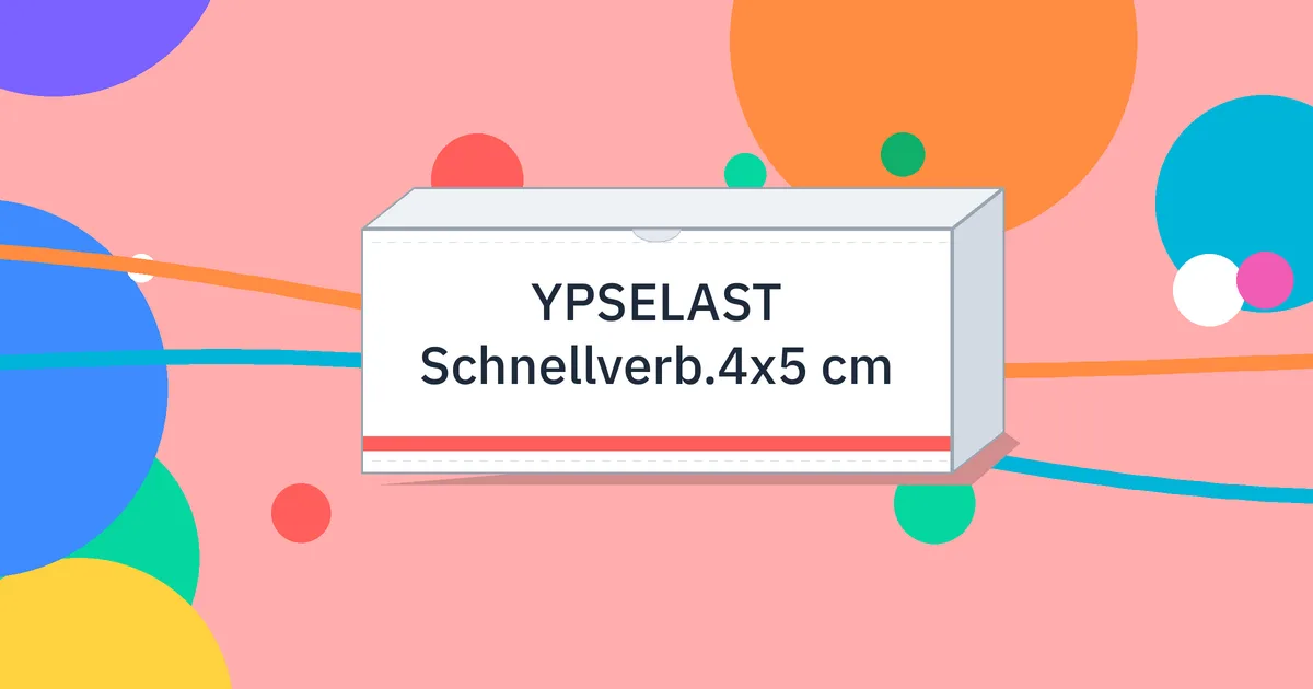 Symbolbild: Packung mit der Aufschrift YPSELAST Schnellverb.4x5 cm (PZN 12604571) – Verfügbarkeit und Bezug in Apotheken in Frankfurt am Main