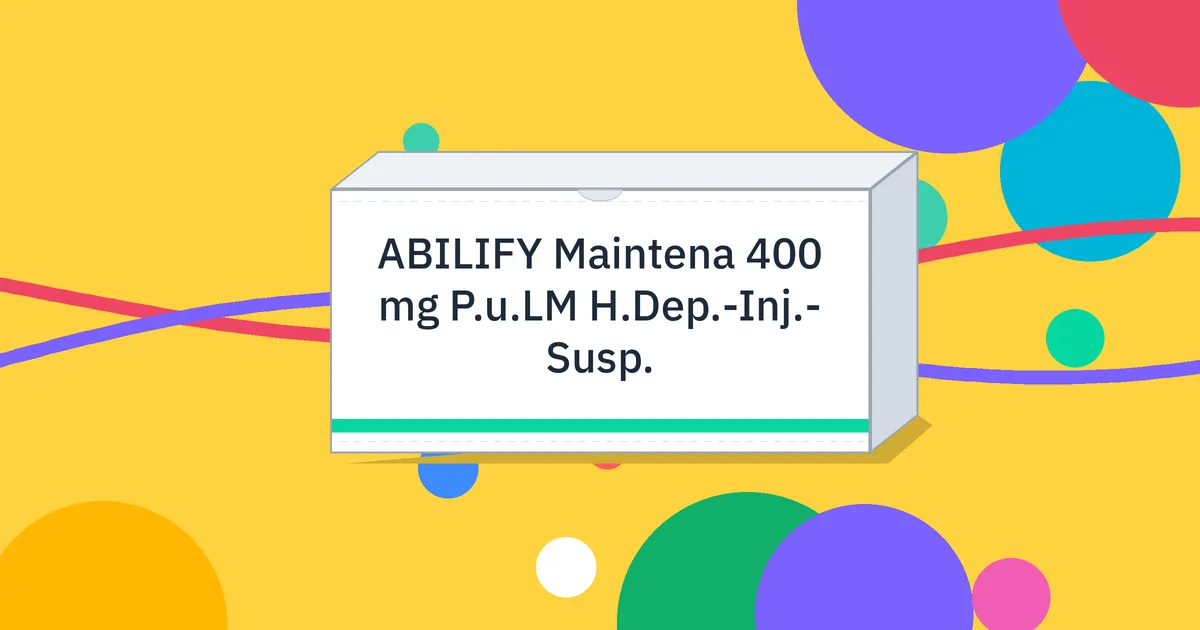 Symbolbild: Packung mit der Aufschrift ABILIFY Maintena 400 mg P.u.LM H.Dep.-Inj.-Susp. (PZN 11300225) – Verfügbarkeit und Bezug in Apotheken in Frankfurt am Main