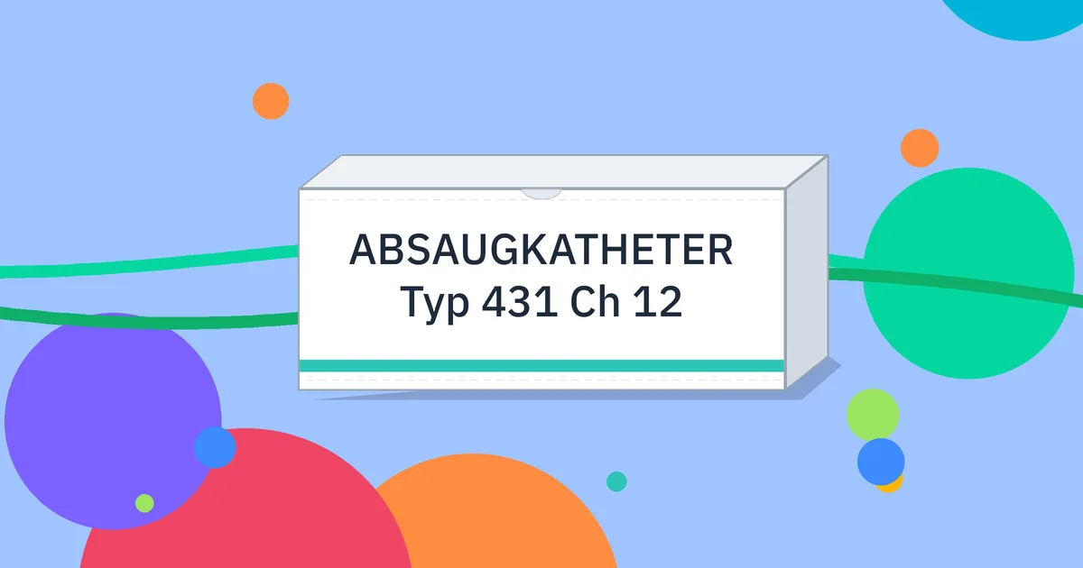 Symbolbild: Packung mit der Aufschrift ABSAUGKATHETER Typ 431 Ch 12 (PZN 08824516) – Verfügbarkeit und Bezug in Apotheken in Frankfurt am Main