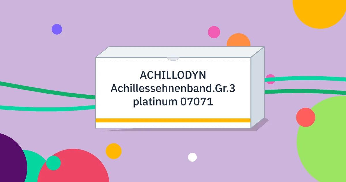 Symbolbild: Packung mit der Aufschrift ACHILLODYN Achillessehnenband.Gr.3 platinum 07071 (PZN 06826416) – Verfügbarkeit und Bezug in Apotheken in Frankfurt am Main