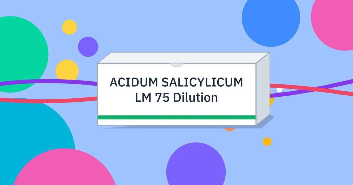Symbolbild: Packung mit der Aufschrift ACIDUM SALICYLICUM LM 75 Dilution (PZN 13282514) – Verfügbarkeit und Bezug in Apotheken in Frankfurt am Main