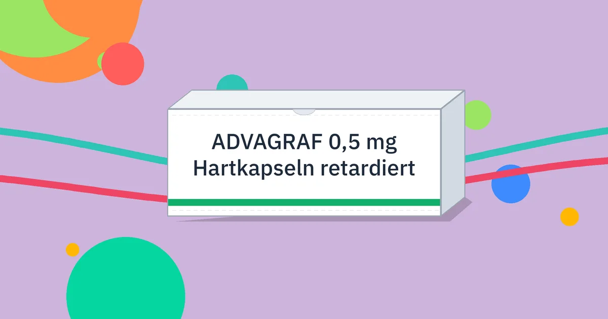 Symbolbild: Packung mit der Aufschrift ADVAGRAF 0,5 mg Hartkapseln retardiert (PZN 05519907) – Verfügbarkeit und Bezug in Apotheken in Frankfurt am Main