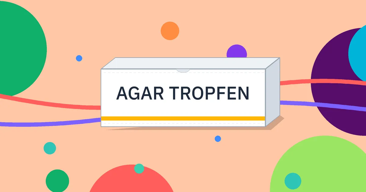 Symbolbild: Packung mit der Aufschrift AGAR TROPFEN (PZN 15229530) – Verfügbarkeit und Bezug in Apotheken in Frankfurt am Main