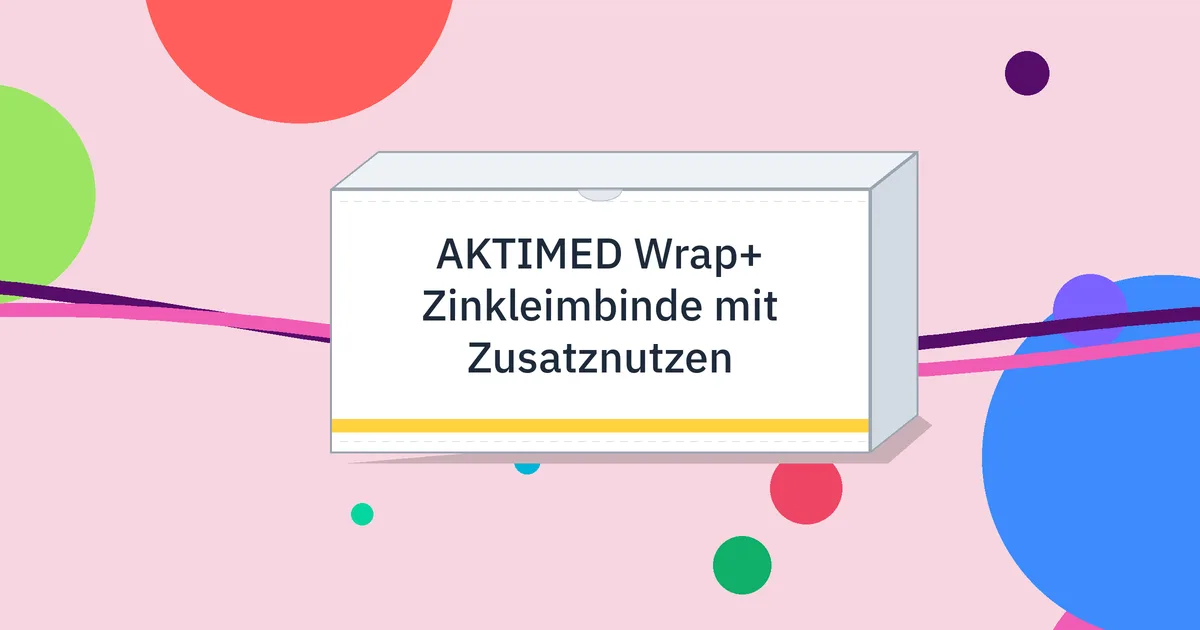 Symbolbild: Packung mit der Aufschrift AKTIMED Wrap+ Zinkleimbinde mit Zusatznutzen (PZN 01280929) – Verfügbarkeit und Bezug in Apotheken in Frankfurt am Main