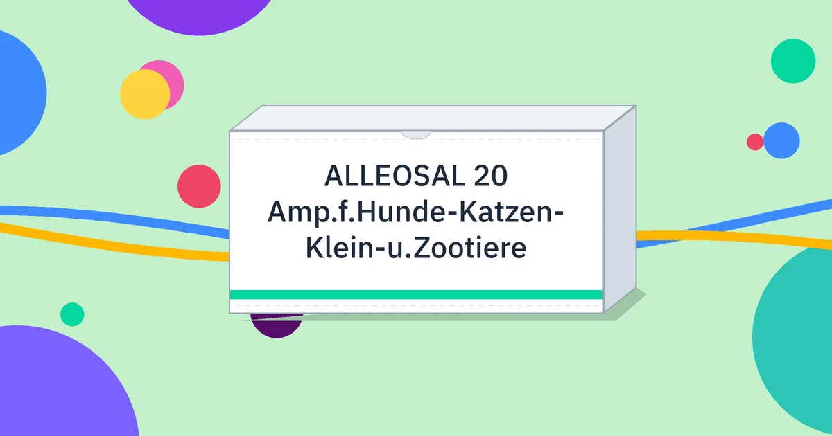 Symbolbild: Packung mit der Aufschrift ALLEOSAL 20 Amp.f.Hunde-Katzen-Klein-u.Zootiere (PZN 02146021) – Verfügbarkeit und Bezug in Apotheken in Frankfurt am Main