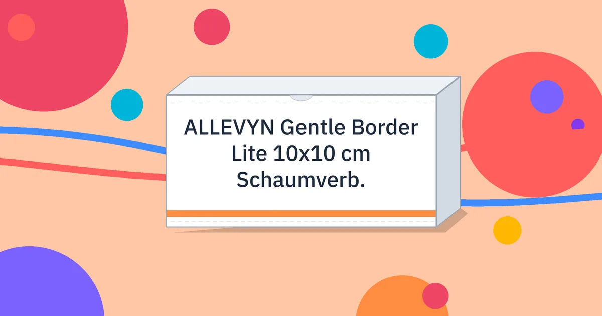 Symbolbild: Packung mit der Aufschrift ALLEVYN Gentle Border Lite 10x10 cm Schaumverb. (PZN 01620207) – Verfügbarkeit und Bezug in Apotheken in Frankfurt am Main