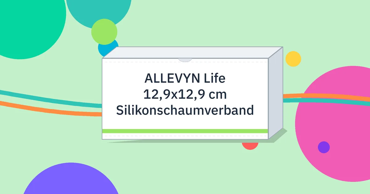 Symbolbild: Packung mit der Aufschrift ALLEVYN Life 12,9x12,9 cm Silikonschaumverband (PZN 13975140) – Verfügbarkeit und Bezug in Apotheken in Frankfurt am Main