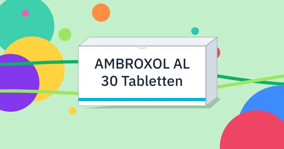 Symbolbild: Packung mit der Aufschrift AMBROXOL AL 30 Tabletten (PZN 04765780) – Verfügbarkeit und Bezug in Apotheken in Frankfurt am Main