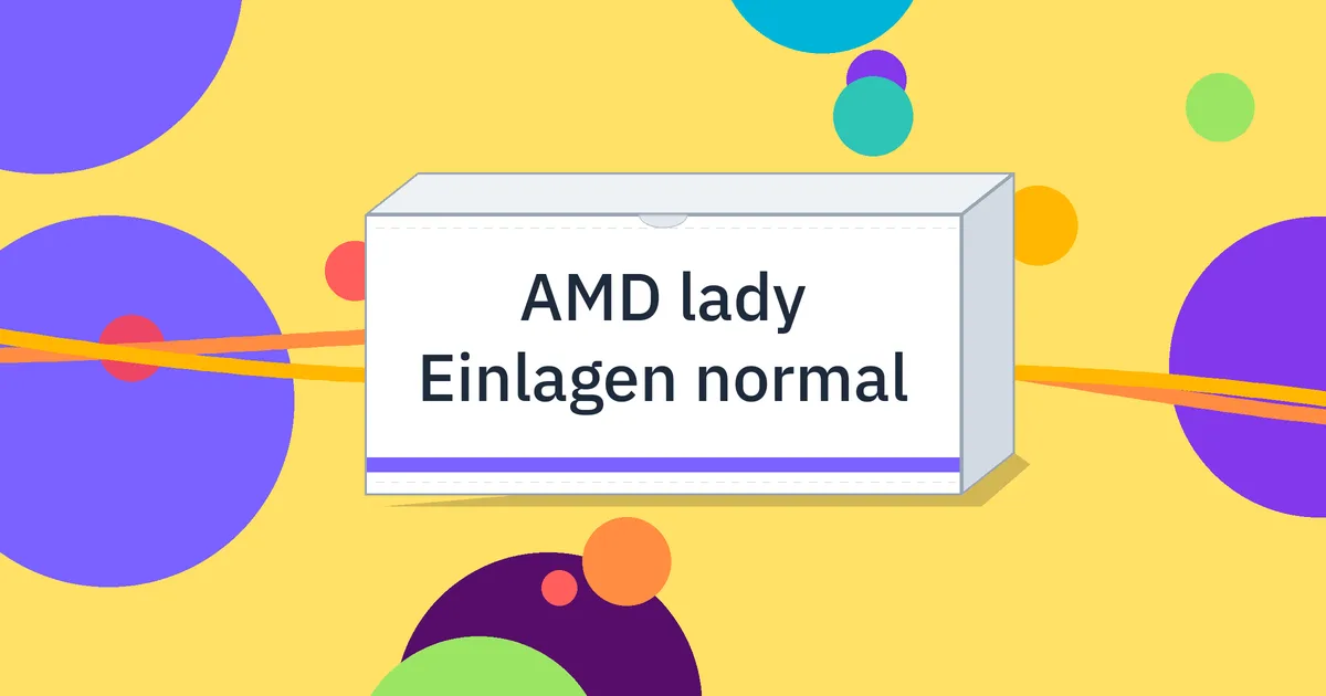 Symbolbild: Packung mit der Aufschrift AMD lady Einlagen normal (PZN 15741021) – Verfügbarkeit und Bezug in Apotheken in Frankfurt am Main