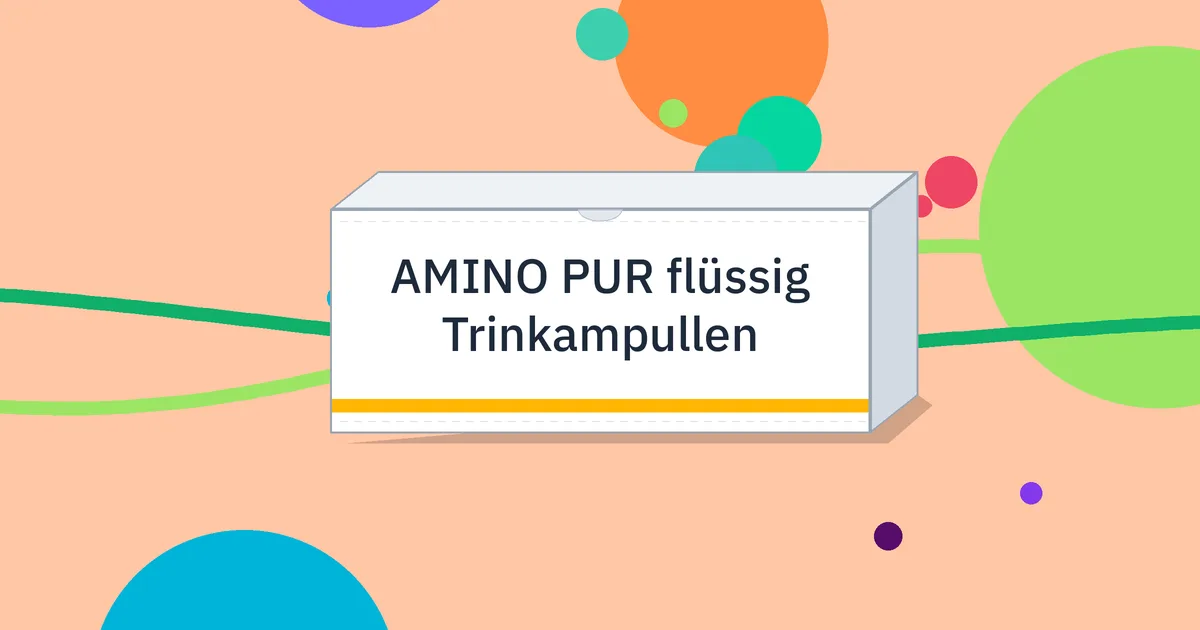 Symbolbild: Packung mit der Aufschrift AMINO PUR flüssig Trinkampullen (PZN 06949857) – Verfügbarkeit und Bezug in Apotheken in Frankfurt am Main