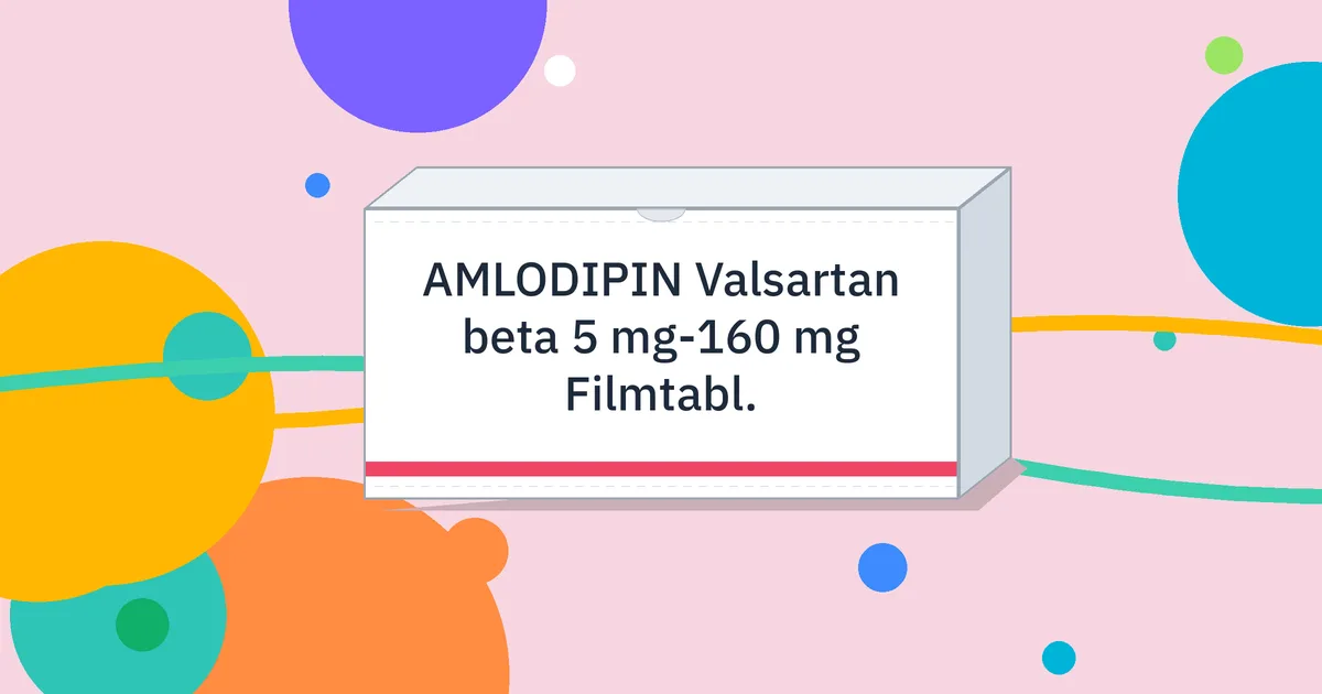 Symbolbild: Packung mit der Aufschrift AMLODIPIN Valsartan beta 5 mg-160 mg Filmtabl. (PZN 13162454) – Verfügbarkeit und Bezug in Apotheken in Frankfurt am Main