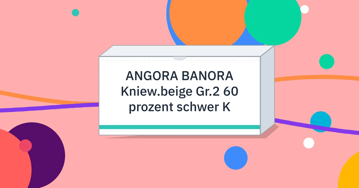 Symbolbild: Packung mit der Aufschrift ANGORA BANORA Kniew.beige Gr.2 60 prozent schwer K (PZN 02769093) – Verfügbarkeit und Bezug in Apotheken in Frankfurt am Main