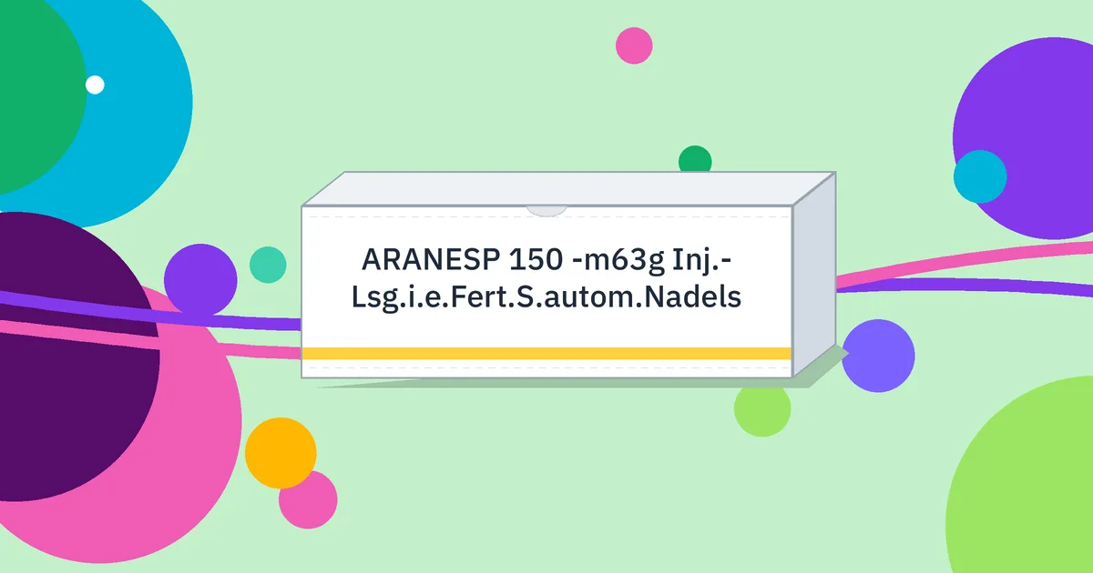 Symbolbild: Packung mit der Aufschrift ARANESP 150 -m63g Inj.-Lsg.i.e.Fert.S.autom.Nadels (PZN 07645987) – Verfügbarkeit und Bezug in Apotheken in Frankfurt am Main