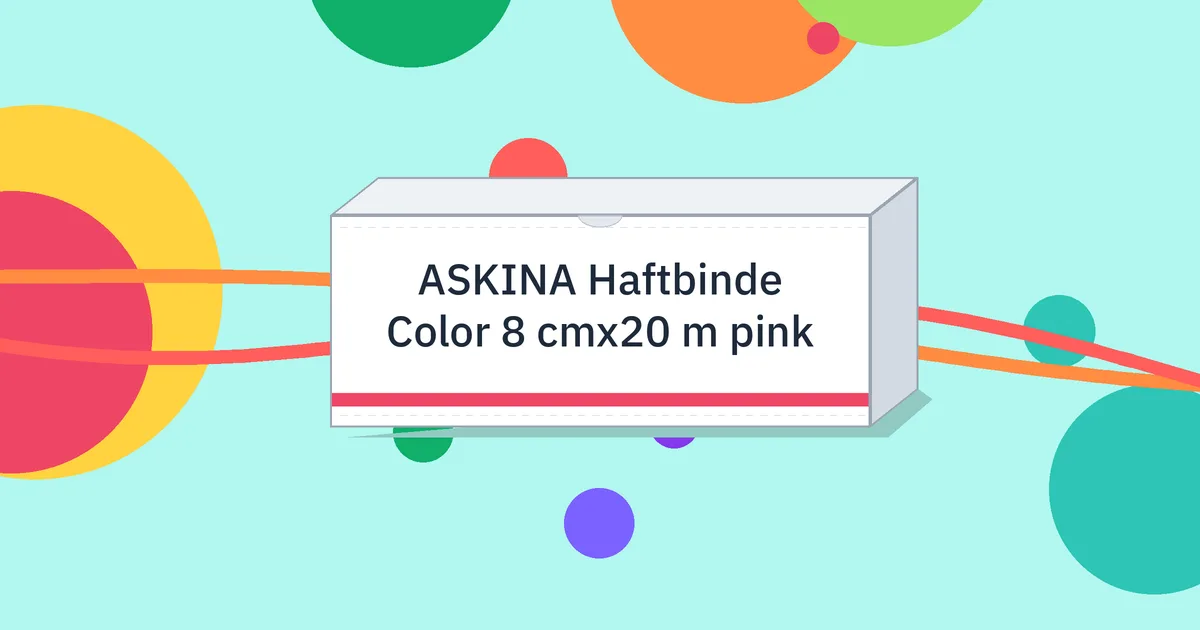 Symbolbild: Packung mit der Aufschrift ASKINA Haftbinde Color 8 cmx20 m pink (PZN 00746840) – Verfügbarkeit und Bezug in Apotheken in Frankfurt am Main