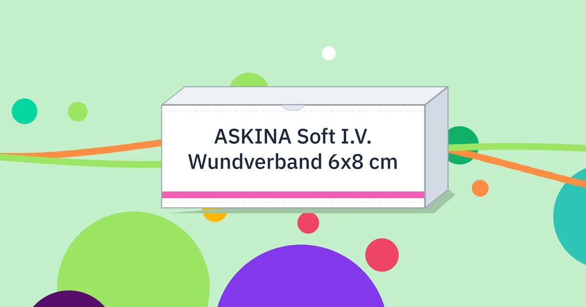 Symbolbild: Packung mit der Aufschrift ASKINA Soft I.V. Wundverband 6x8 cm (PZN 12736166) – Verfügbarkeit und Bezug in Apotheken in Frankfurt am Main