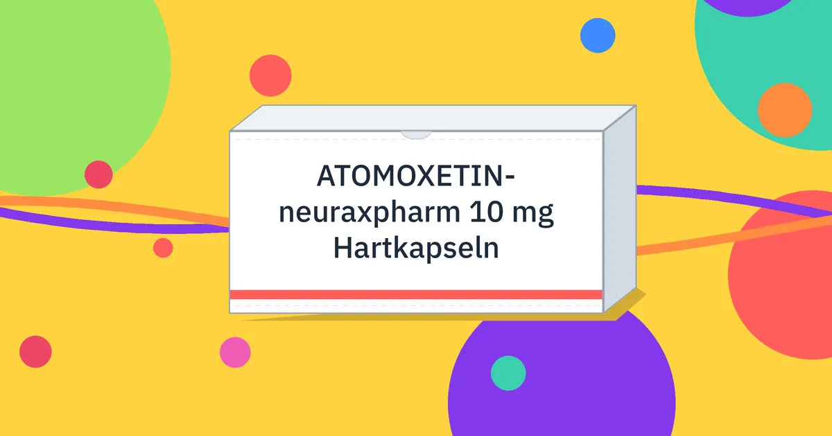 Symbolbild: Packung mit der Aufschrift ATOMOXETIN-neuraxpharm 10 mg Hartkapseln (PZN 14330161) – Verfügbarkeit und Bezug in Apotheken in Frankfurt am Main