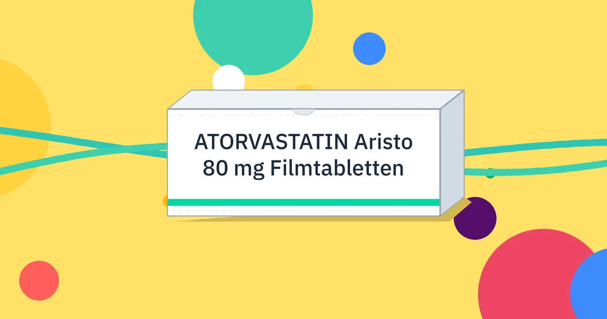 Symbolbild: Packung mit der Aufschrift ATORVASTATIN Aristo 80 mg Filmtabletten (PZN 09670050) – Verfügbarkeit und Bezug in Apotheken in Frankfurt am Main