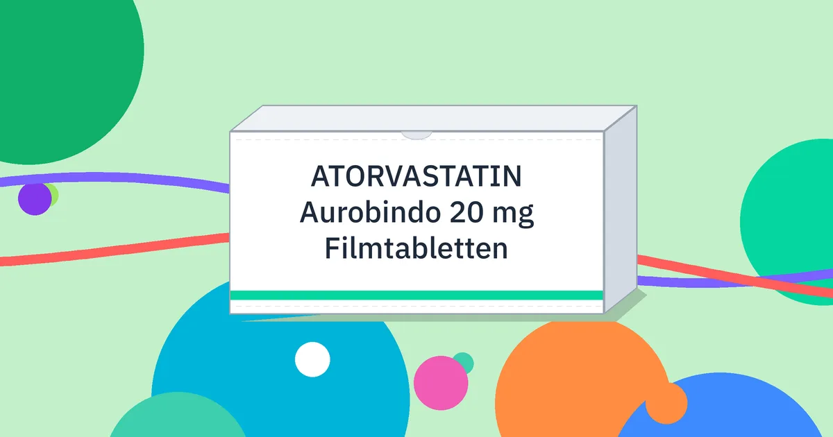 Symbolbild: Packung mit der Aufschrift ATORVASTATIN Aurobindo 20 mg Filmtabletten (PZN 11172106) – Verfügbarkeit und Bezug in Apotheken in Frankfurt am Main