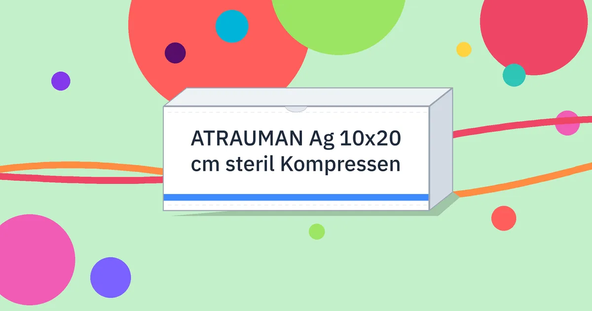 Symbolbild: Packung mit der Aufschrift ATRAUMAN Ag 10x20 cm steril Kompressen (PZN 15588803) – Verfügbarkeit und Bezug in Apotheken in Frankfurt am Main