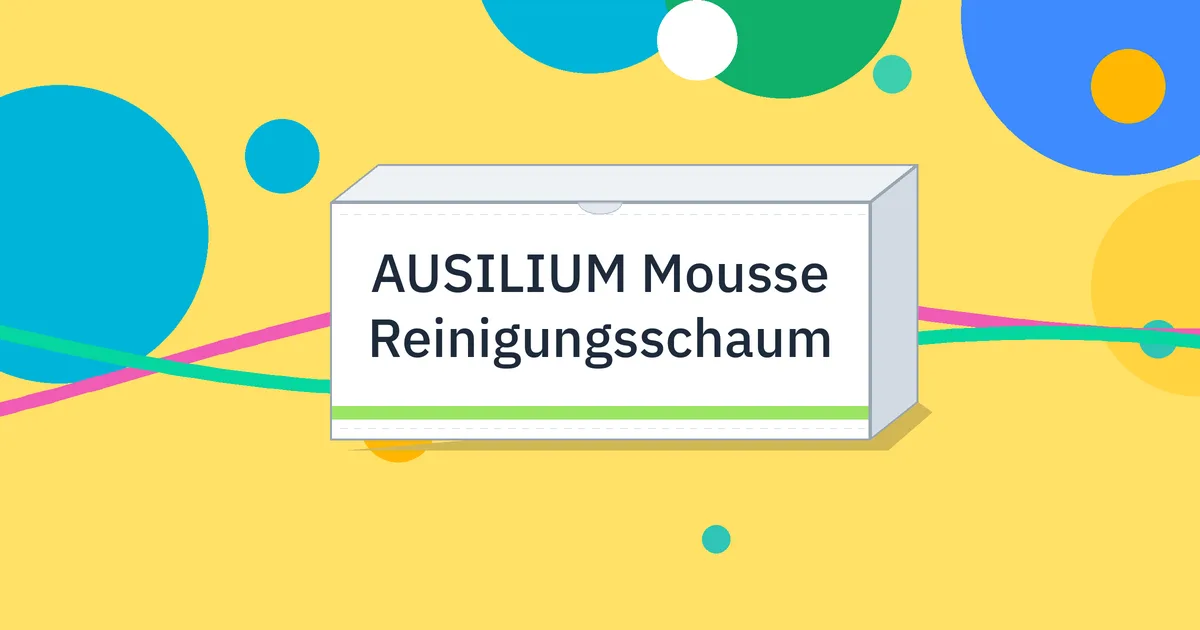 Symbolbild: Packung mit der Aufschrift AUSILIUM Mousse Reinigungsschaum (PZN 19438147) – Verfügbarkeit und Bezug in Apotheken in Frankfurt am Main