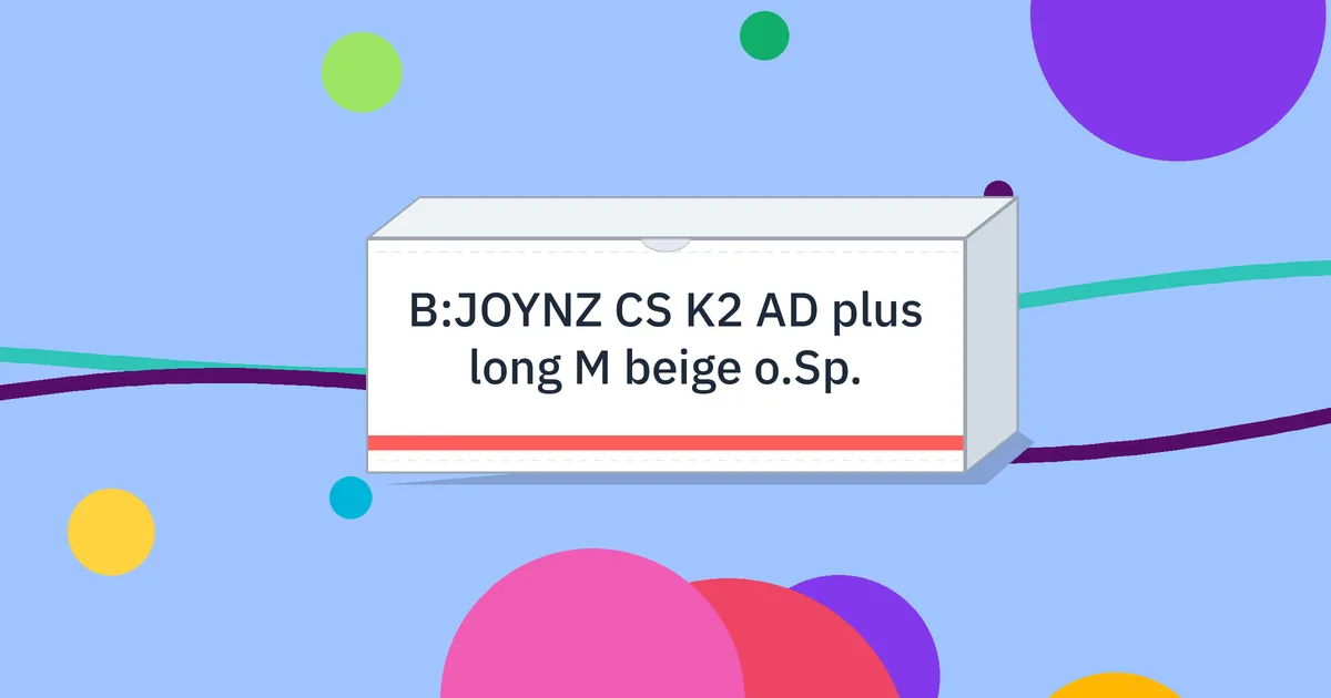 Symbolbild: Packung mit der Aufschrift B:JOYNZ CS K2 AD plus long M beige o.Sp. (PZN 20525733) – Verfügbarkeit und Bezug in Apotheken in Frankfurt am Main