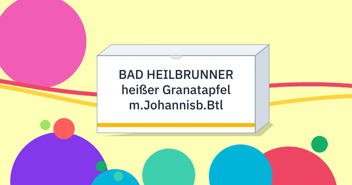 Symbolbild: Packung mit der Aufschrift BAD HEILBRUNNER heißer Granatapfel m.Johannisb.Btl (PZN 10739568) – Verfügbarkeit und Bezug in Apotheken in Frankfurt am Main