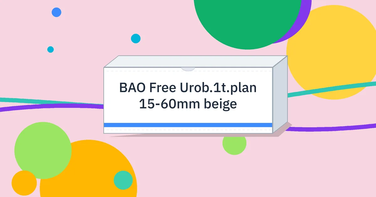 Symbolbild: Packung mit der Aufschrift BAO Free Urob.1t.plan 15-60mm beige (PZN 15406073) – Verfügbarkeit und Bezug in Apotheken in Frankfurt am Main