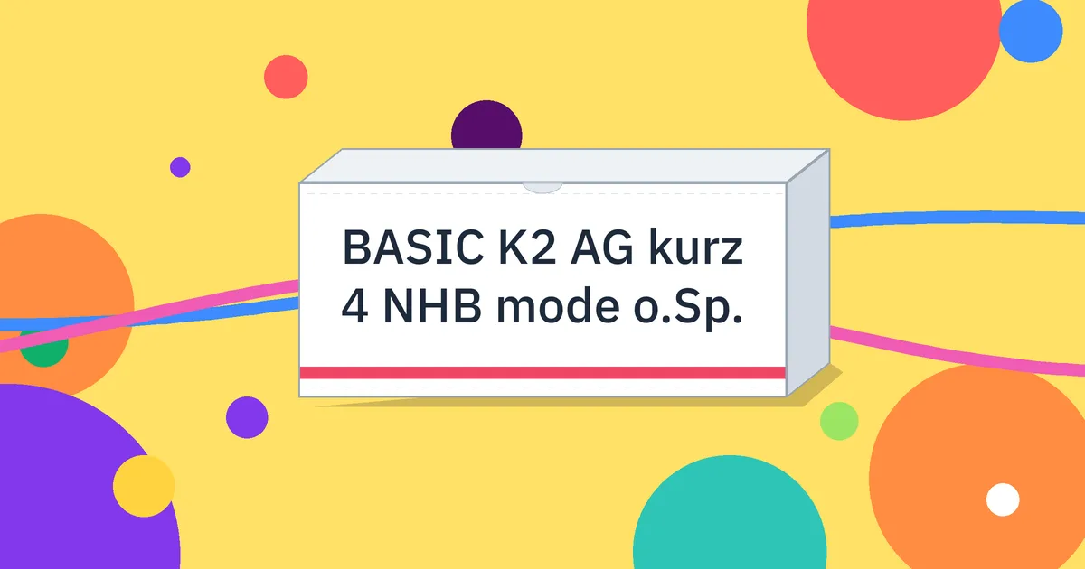 Symbolbild: Packung mit der Aufschrift BASIC K2 AG kurz 4 NHB mode o.Sp. (PZN 20267691) – Verfügbarkeit und Bezug in Apotheken in Frankfurt am Main