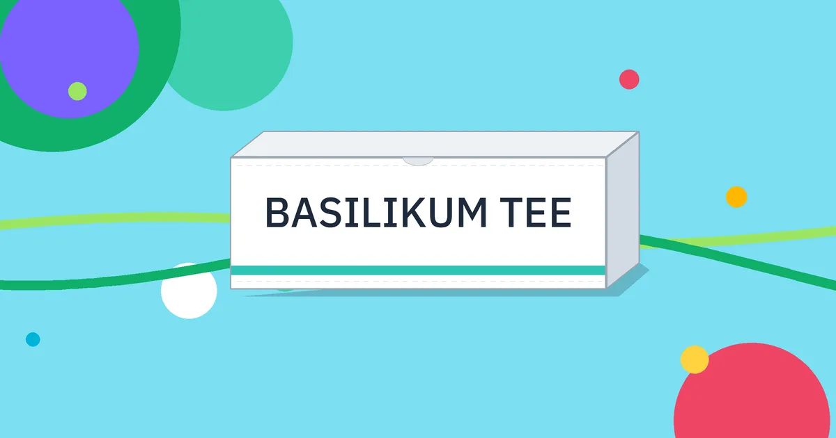 Symbolbild: Packung mit der Aufschrift BASILIKUM TEE (PZN 18155157) – Verfügbarkeit und Bezug in Apotheken in Frankfurt am Main