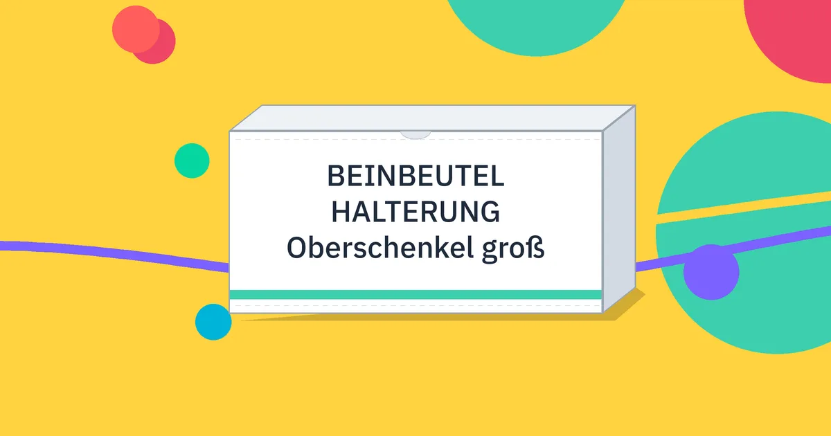 Symbolbild: Packung mit der Aufschrift BEINBEUTEL HALTERUNG Oberschenkel groß (PZN 03688416) – Verfügbarkeit und Bezug in Apotheken in Frankfurt am Main