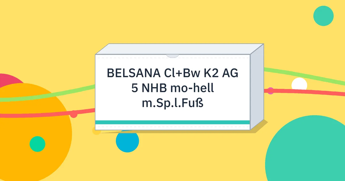 Symbolbild: Packung mit der Aufschrift BELSANA Cl+Bw K2 AG 5 NHB mo-hell m.Sp.l.Fuß (PZN 12247958) – Verfügbarkeit und Bezug in Apotheken in Frankfurt am Main