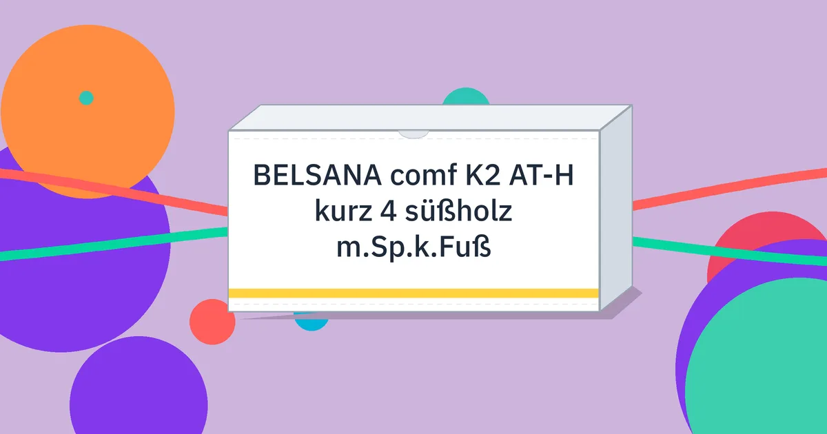 Symbolbild: Packung mit der Aufschrift BELSANA comf K2 AT-H kurz 4 süßholz m.Sp.k.Fuß (PZN 12330435) – Verfügbarkeit und Bezug in Apotheken in Frankfurt am Main