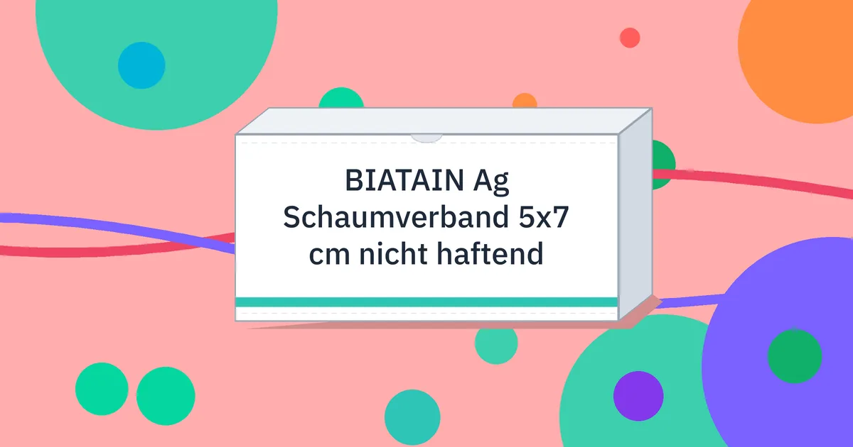 Symbolbild: Packung mit der Aufschrift BIATAIN Ag Schaumverband 5x7 cm nicht haftend (PZN 10837992) – Verfügbarkeit und Bezug in Apotheken in Frankfurt am Main
