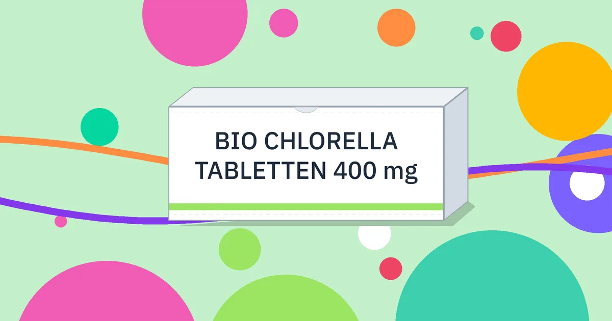 Symbolbild: Packung mit der Aufschrift BIO CHLORELLA TABLETTEN 400 mg (PZN 08483104) – Verfügbarkeit und Bezug in Apotheken in Frankfurt am Main