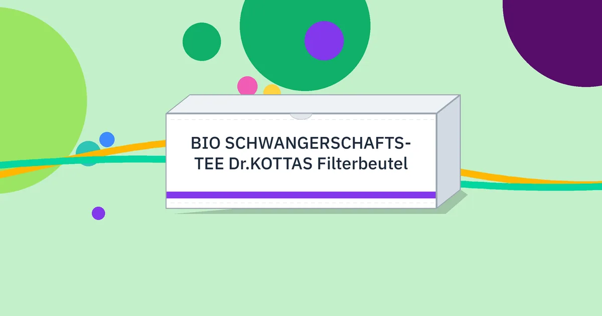 Symbolbild: Packung mit der Aufschrift BIO SCHWANGERSCHAFTS-TEE Dr.KOTTAS Filterbeutel (PZN 12645618) – Verfügbarkeit und Bezug in Apotheken in Frankfurt am Main