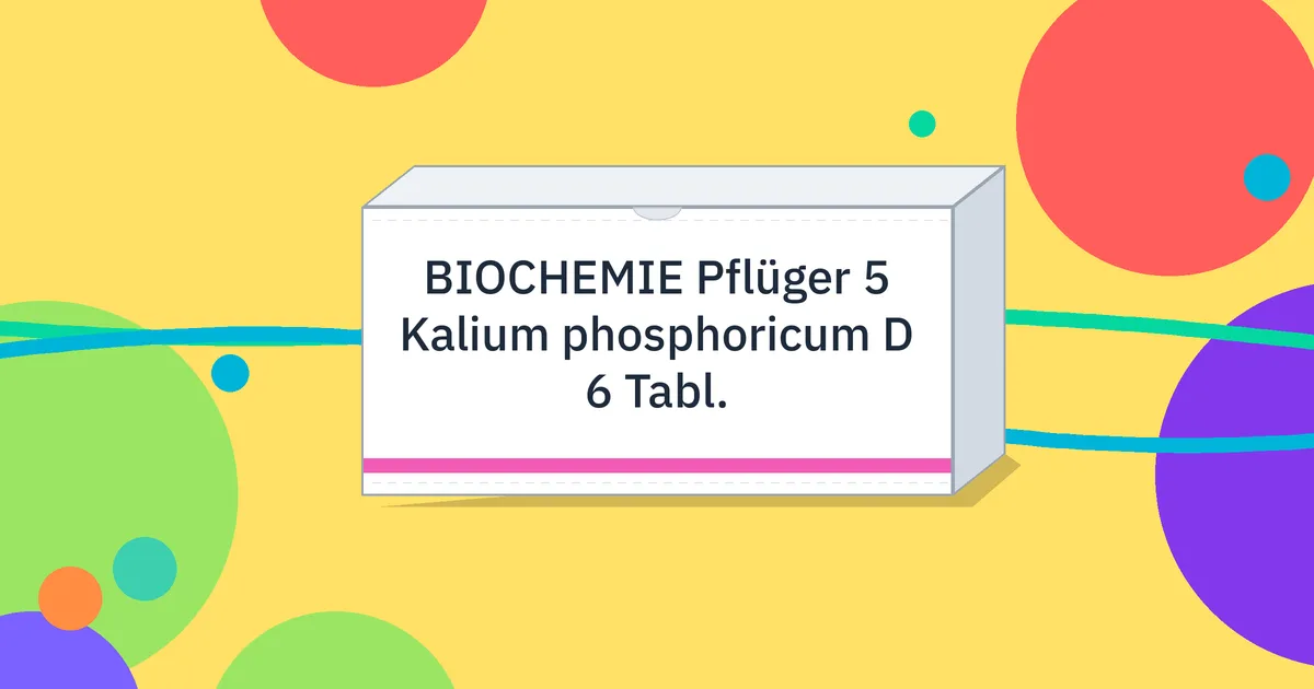 Symbolbild: Packung mit der Aufschrift BIOCHEMIE Pflüger 5 Kalium phosphoricum D 6 Tabl. (PZN 06319257) – Verfügbarkeit und Bezug in Apotheken in Frankfurt am Main