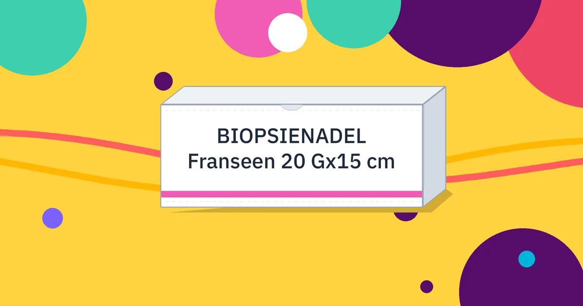 Symbolbild: Packung mit der Aufschrift BIOPSIENADEL Franseen 20 Gx15 cm (PZN 06771230) – Verfügbarkeit und Bezug in Apotheken in Frankfurt am Main