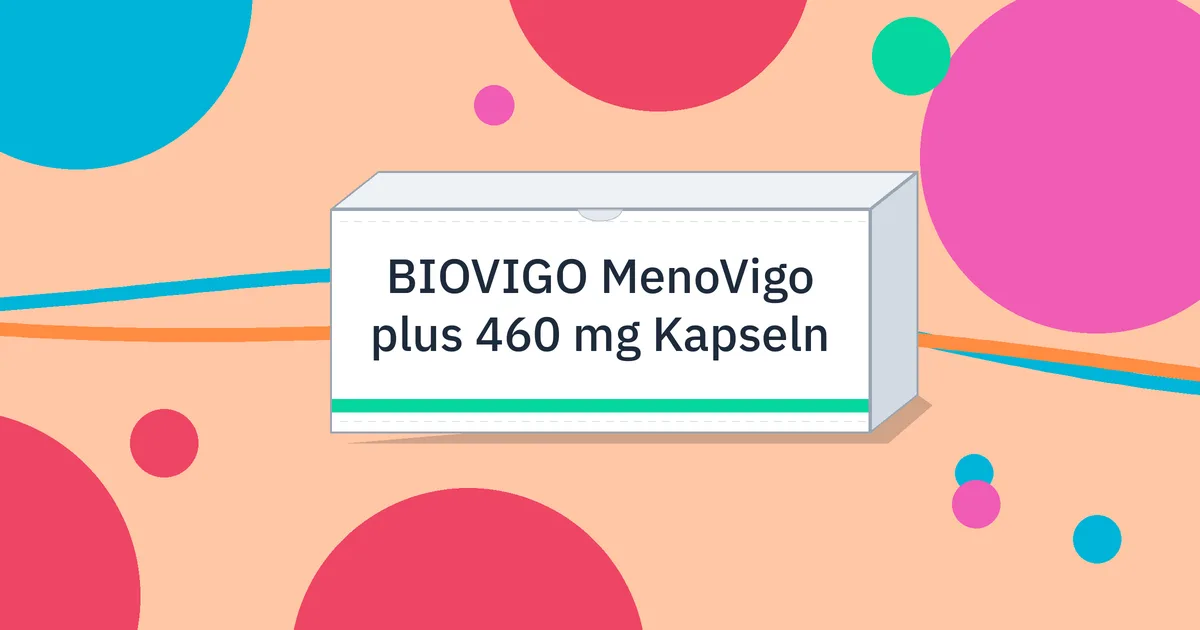 Symbolbild: Packung mit der Aufschrift BIOVIGO MenoVigo plus 460 mg Kapseln (PZN 17416472) – Verfügbarkeit und Bezug in Apotheken in Frankfurt am Main