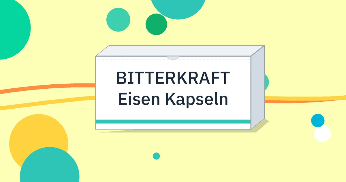 Symbolbild: Packung mit der Aufschrift BITTERKRAFT Eisen Kapseln (PZN 20796478) – Verfügbarkeit und Bezug in Apotheken in Frankfurt am Main