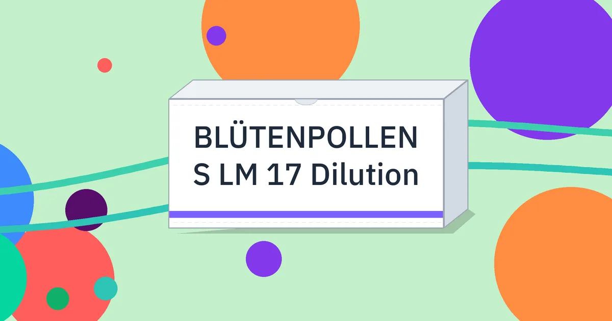 Symbolbild: Packung mit der Aufschrift BLÜTENPOLLEN S LM 17 Dilution (PZN 12795275) – Verfügbarkeit und Bezug in Apotheken in Frankfurt am Main