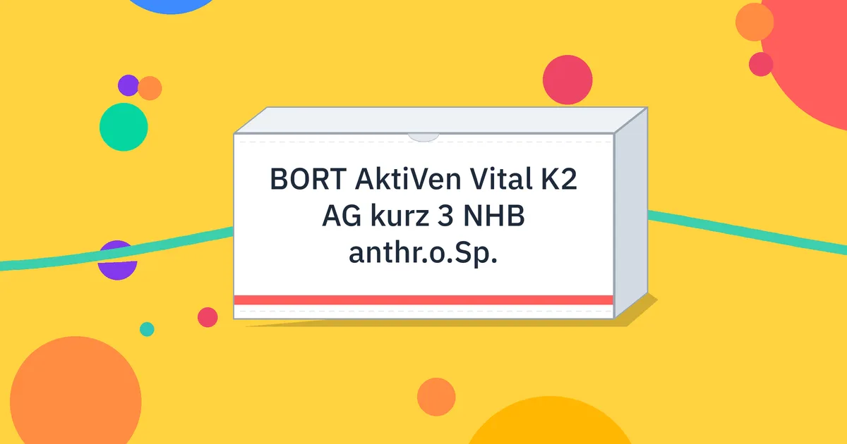 Symbolbild: Packung mit der Aufschrift BORT AktiVen Vital K2 AG kurz 3 NHB anthr.o.Sp. (PZN 13734241) – Verfügbarkeit und Bezug in Apotheken in Frankfurt am Main