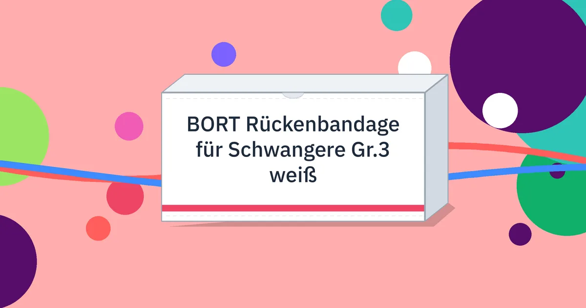 Symbolbild: Packung mit der Aufschrift BORT Rückenbandage für Schwangere Gr.3 weiß (PZN 10207587) – Verfügbarkeit und Bezug in Apotheken in Frankfurt am Main