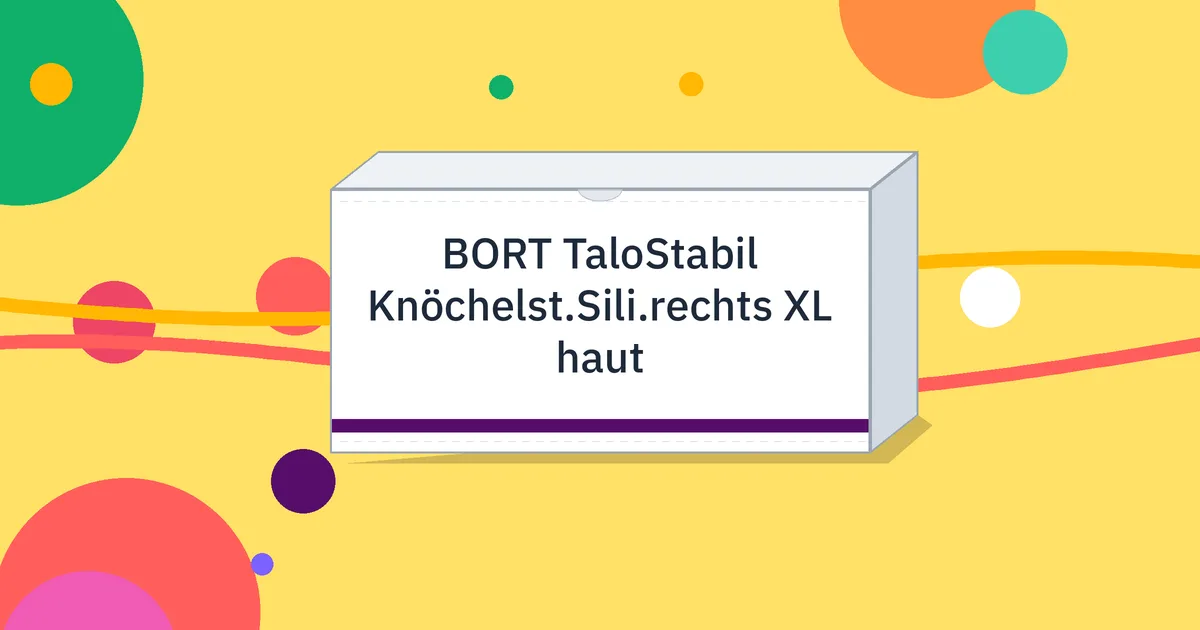 Symbolbild: Packung mit der Aufschrift BORT TaloStabil Knöchelst.Sili.rechts XL haut (PZN 04105196) – Verfügbarkeit und Bezug in Apotheken in Frankfurt am Main